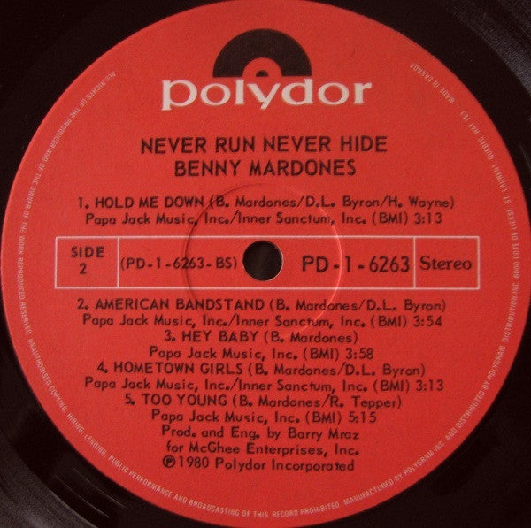 Benny Mardones – Never Run Never Hide -1980-Classic Rock, Pop Rock, So ...