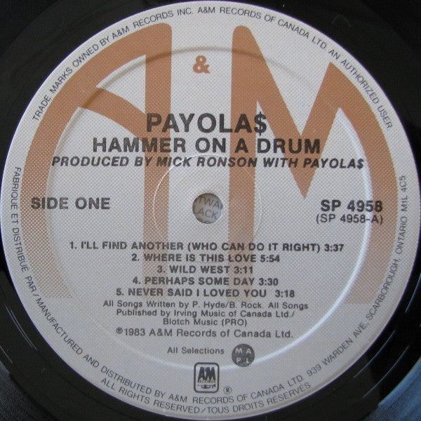 Payolas - Hammer On A Drum-1983 New Wave ( vinyl ) Mint – Retro ...